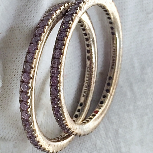 Vintage | Jewelry | 2 Pc Sterling Silver Cz Stack Eternity Band Rings ...